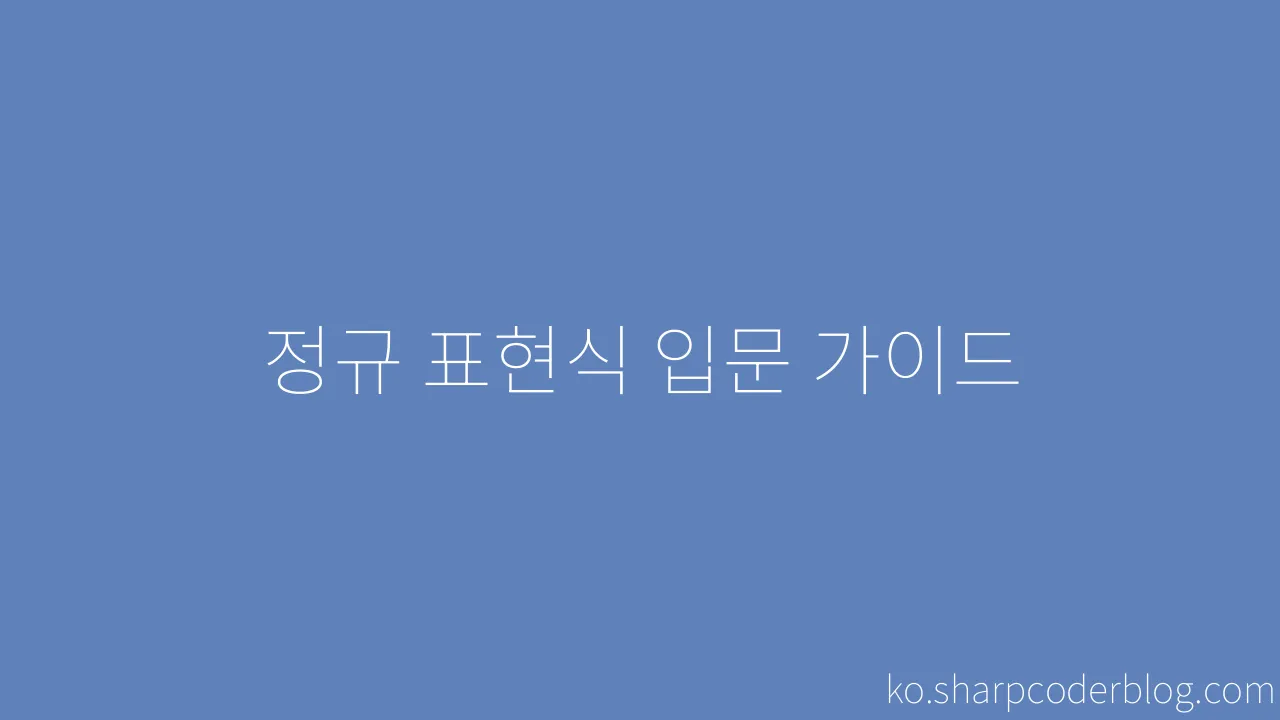 정규 표현식 입문 가이드 | Sharp Coder Blog