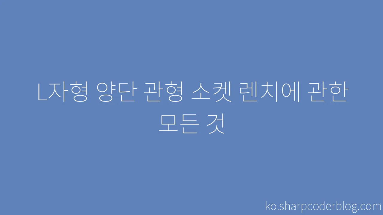 L자형 양단 관형 소켓 렌치에 관한 모든 것 Sharp Coder Blog 
