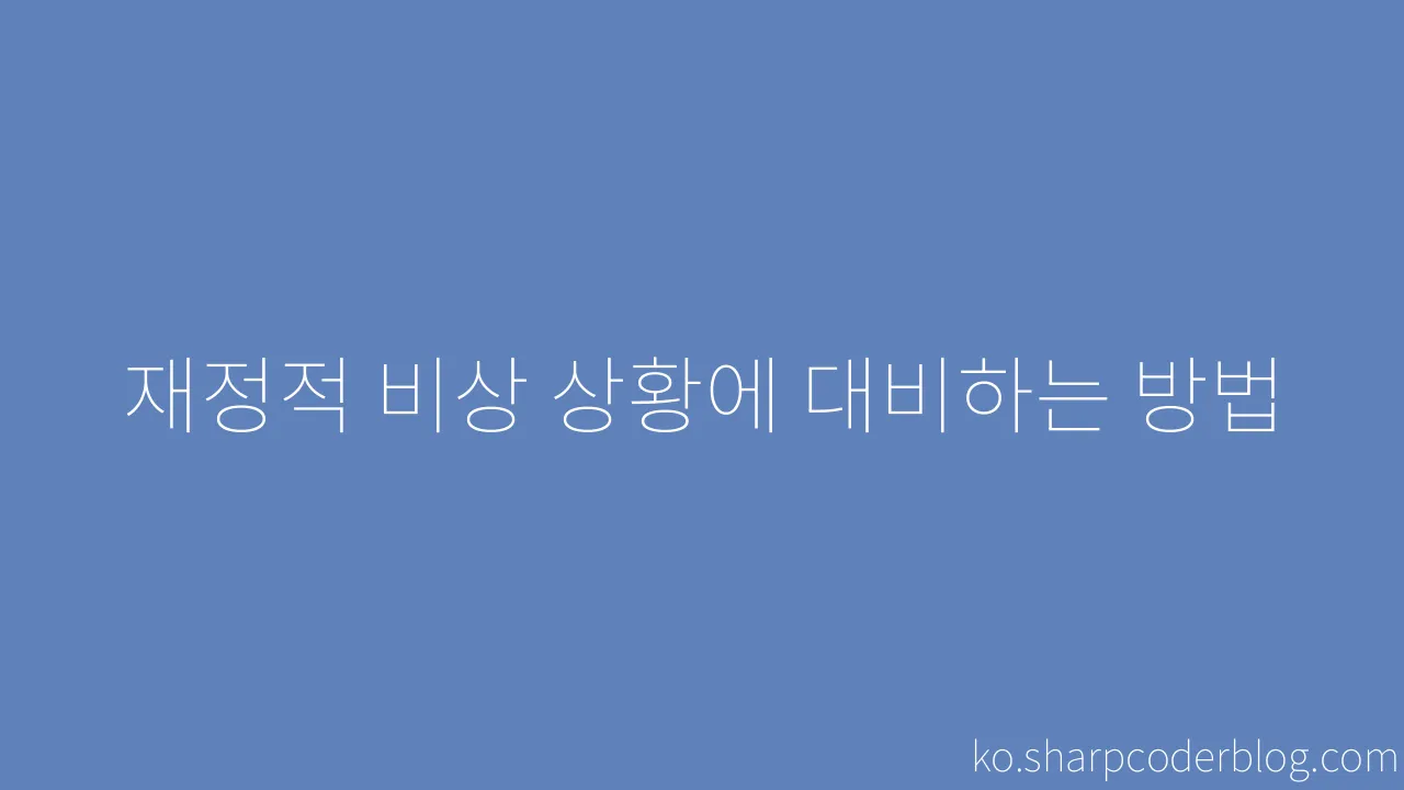 재정적 비상 상황에 대비하는 방법 Sharp Coder Blog