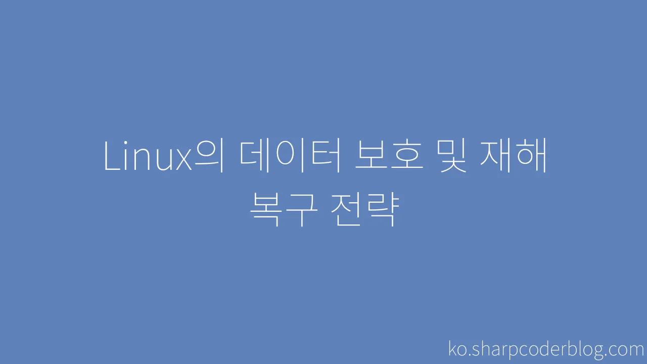 Linux의 데이터 보호 및 재해 복구 전략 Sharp Coder Blog