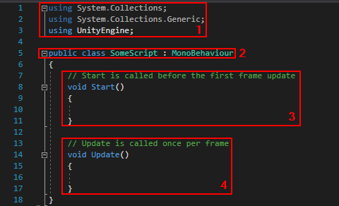 Unity C# 기본 스크립트 구조